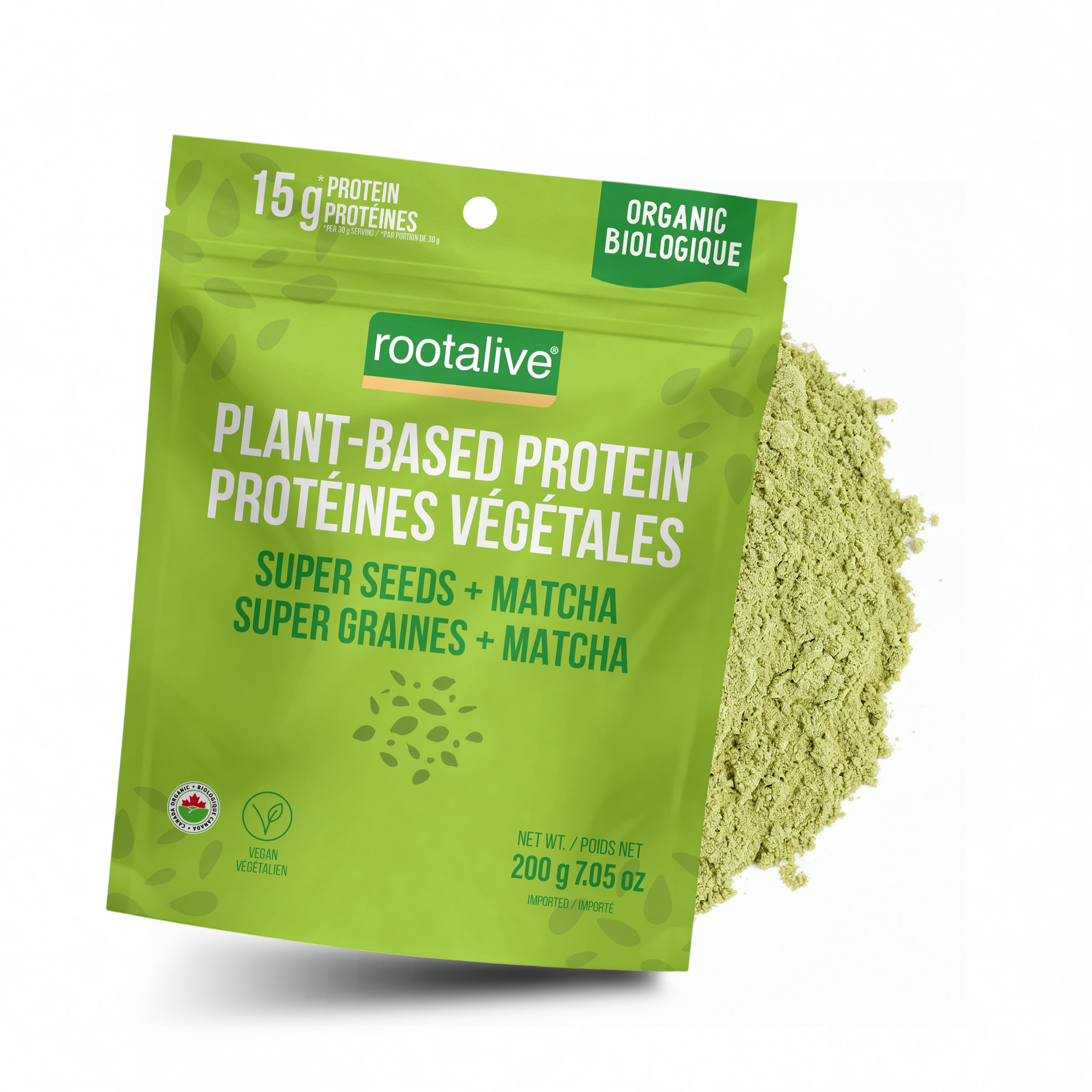 Organic Super Seeds + Matcha Protein Powder 200g – Rootalive Inc.